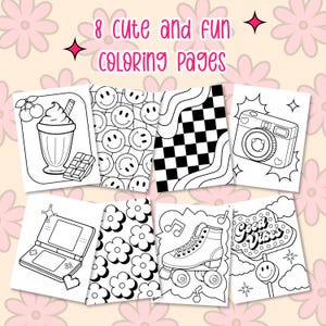 Retro and Groovy Coloring Pages, Cute Digital Coloring Book, Printable ...