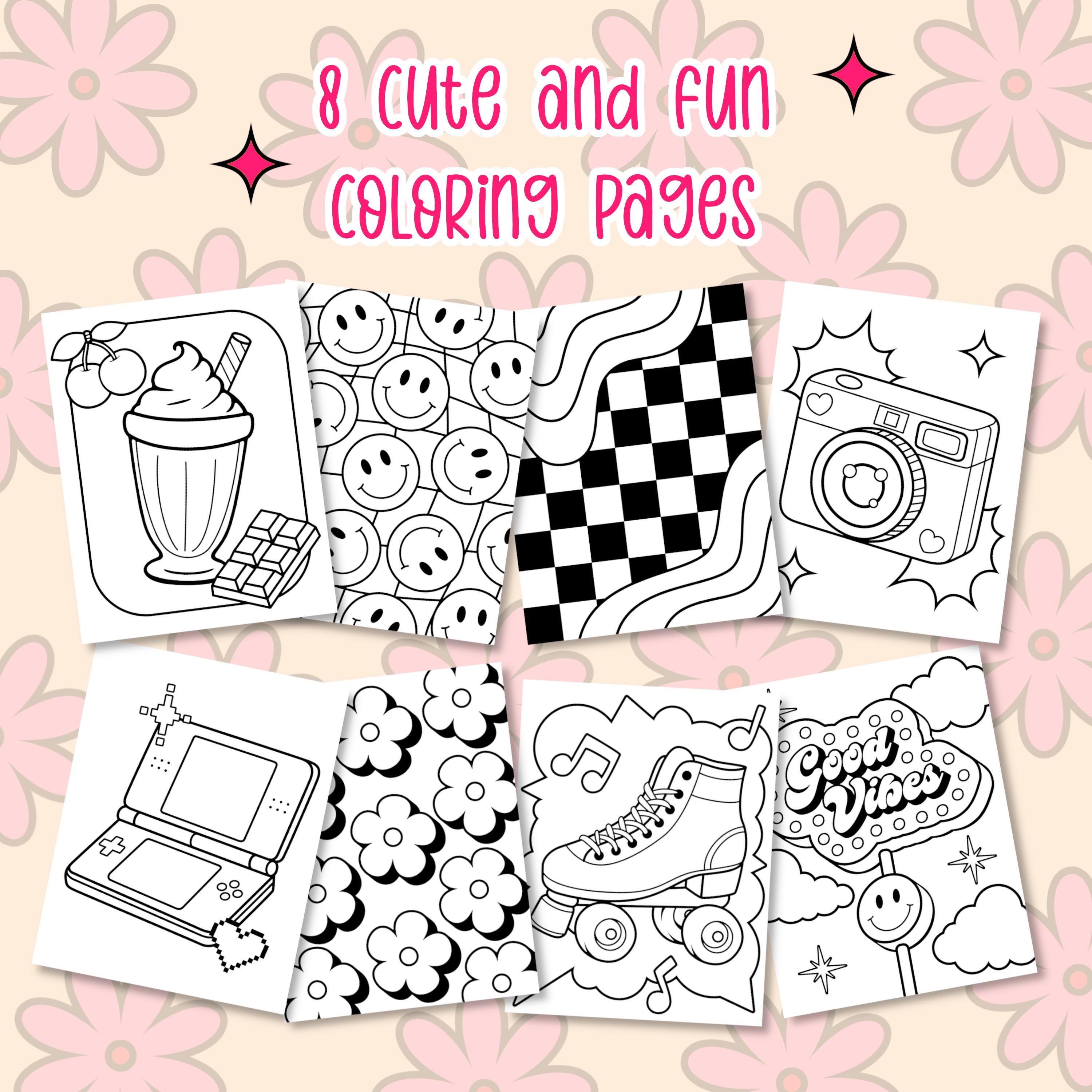 Retro and Groovy Coloring Pages, Cute Digital Coloring Book, Printable ...