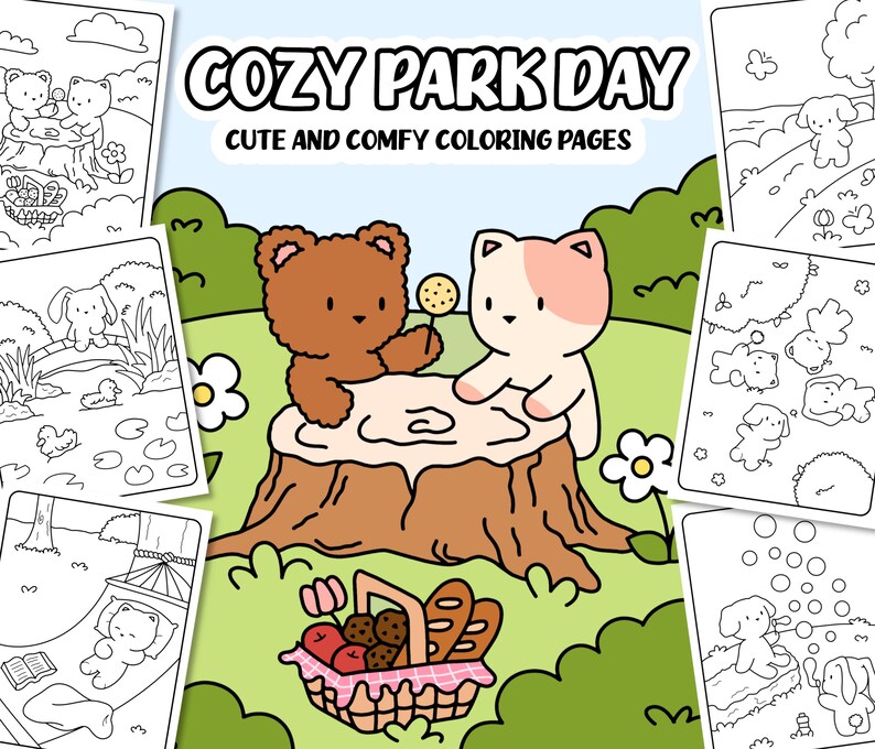 Cozy Friends Coloring Book, Cute Animal Characters, Comfy Coloring ...