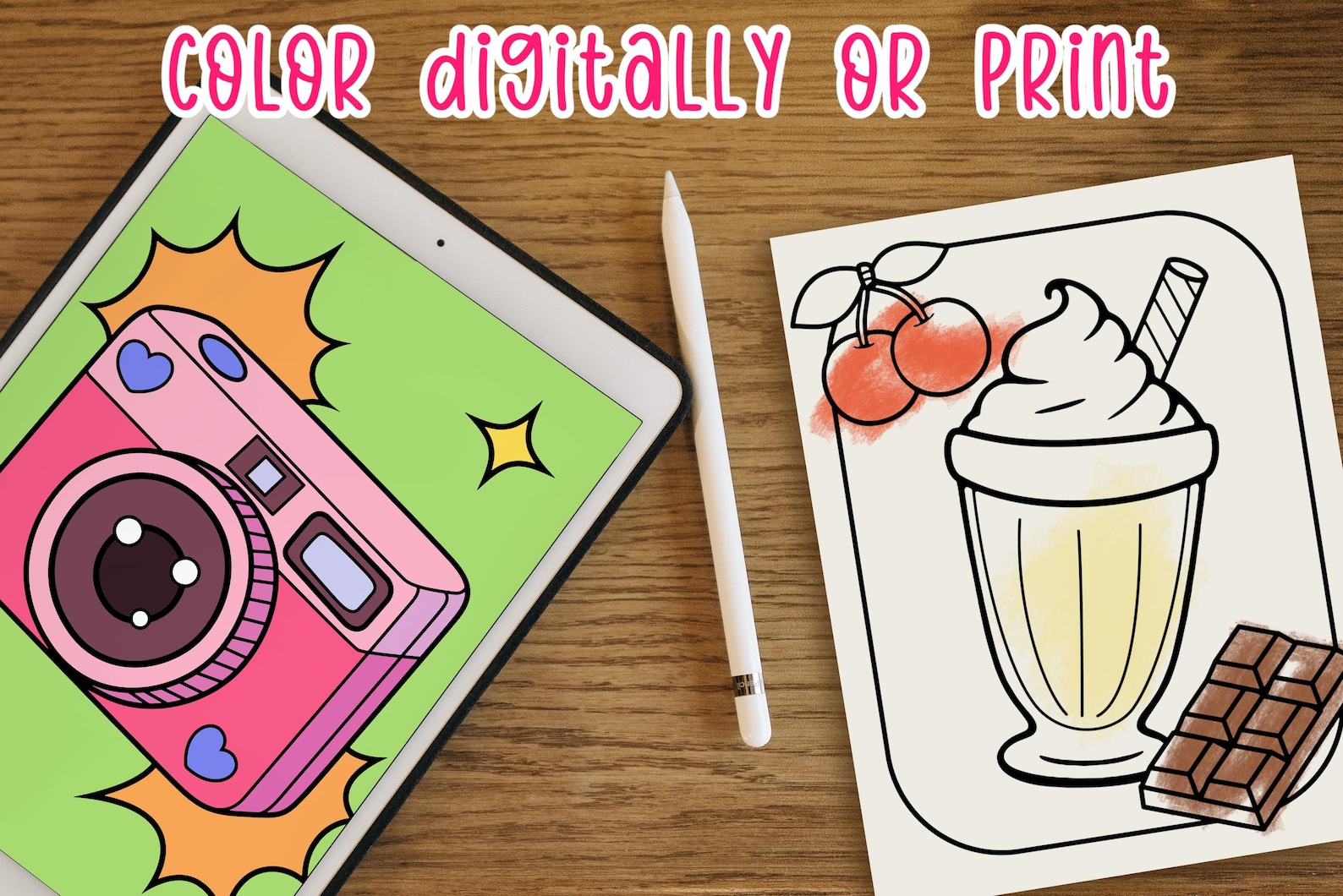 Retro and Groovy Coloring Pages, Cute Digital Coloring Book, Printable ...