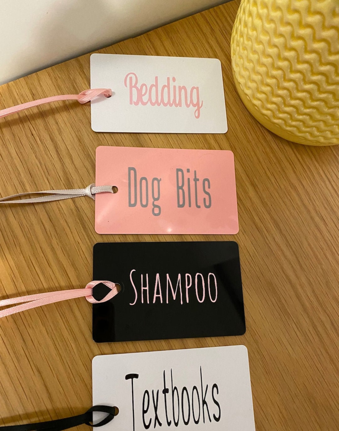 1 Hole Personalised Loop Ribbon Tags / Basket Tags / Labels With Custom ...