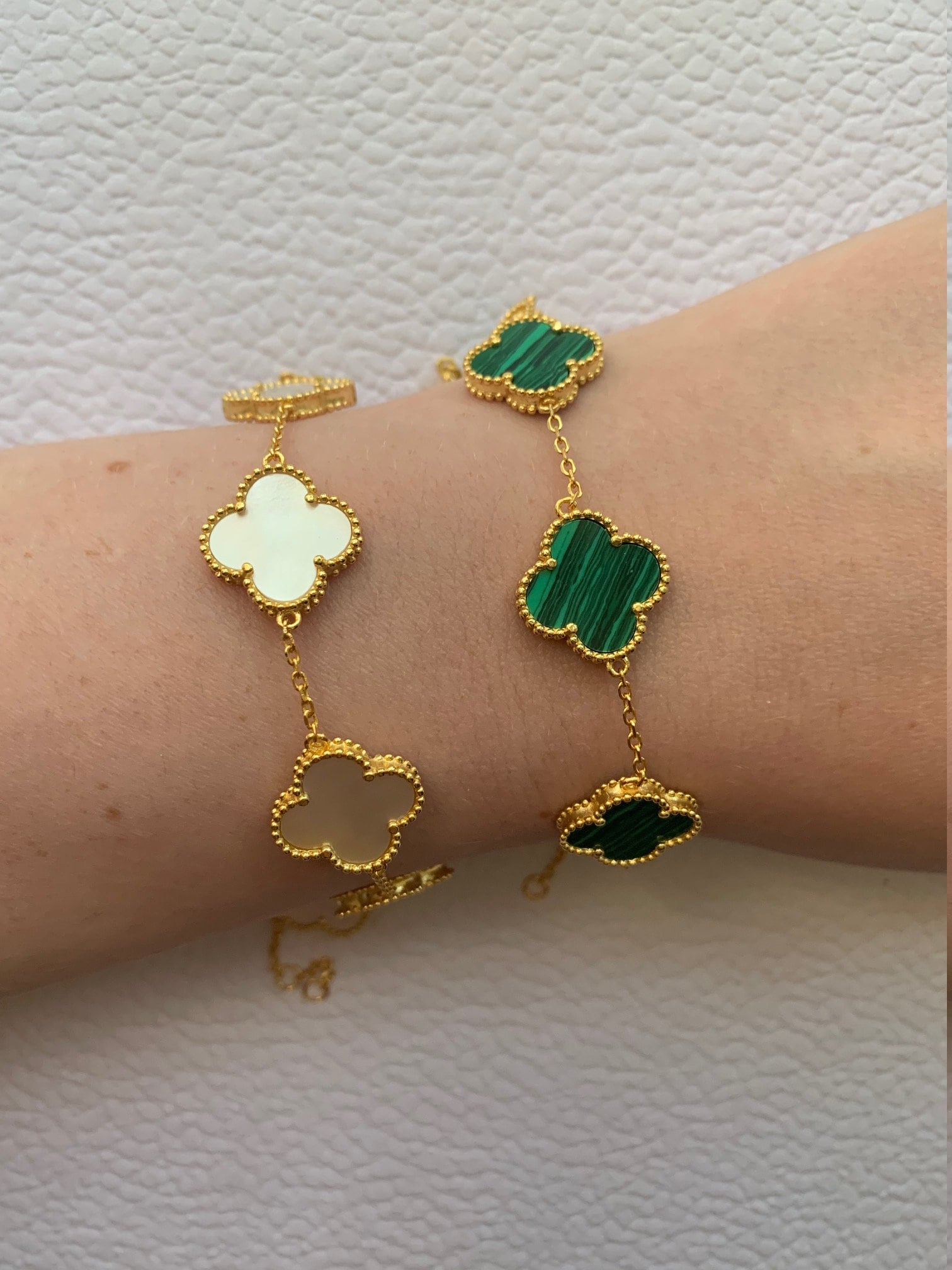 5 pulseras de trébol 925 plata 18k chapado en oro Madre de | Etsy