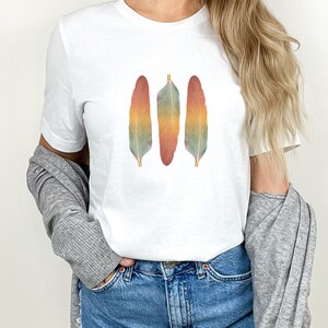 Feather Shirt, Colorful Feathers, Women's Feather Tee, Boho Shirt ...