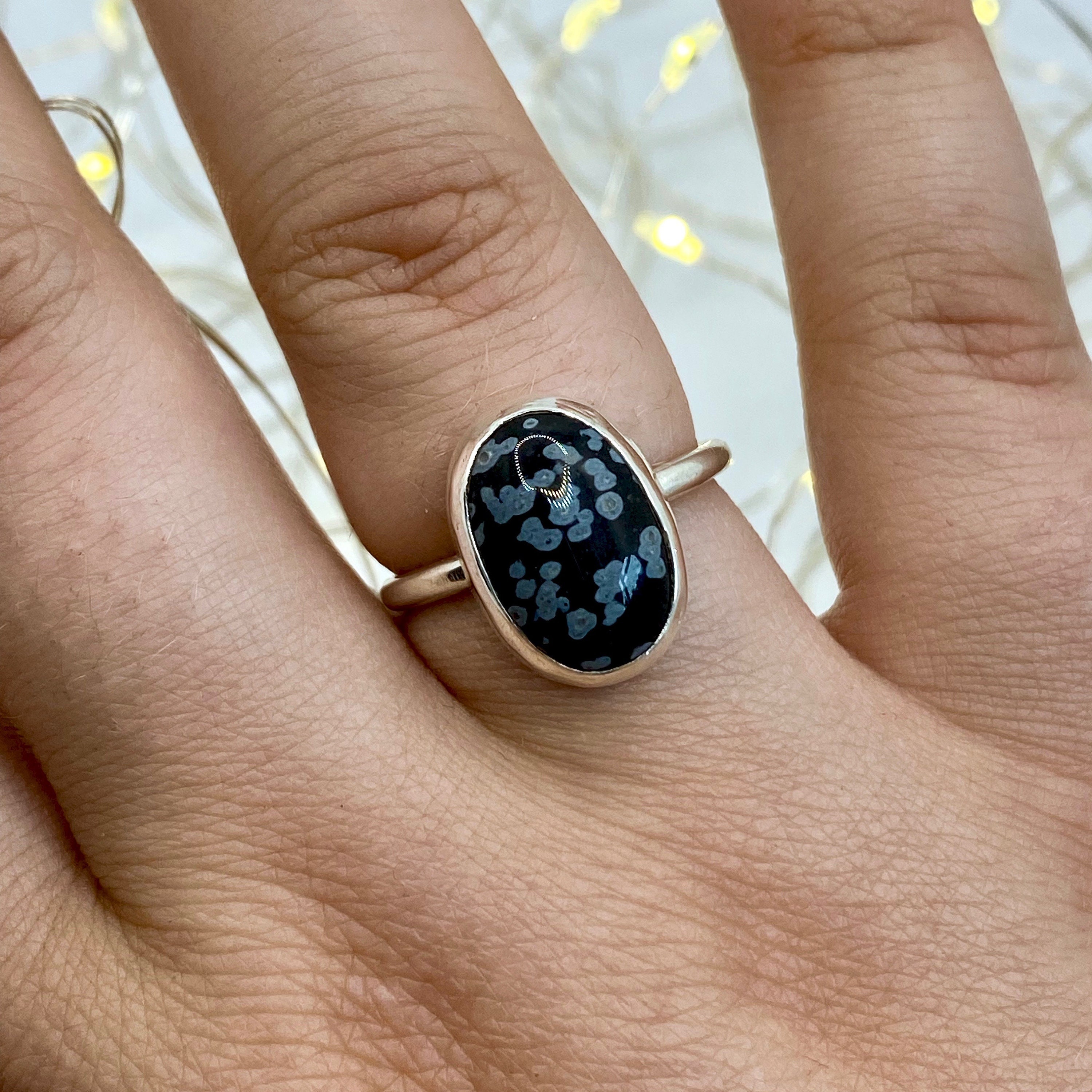 Snowflake Obsidian Ring