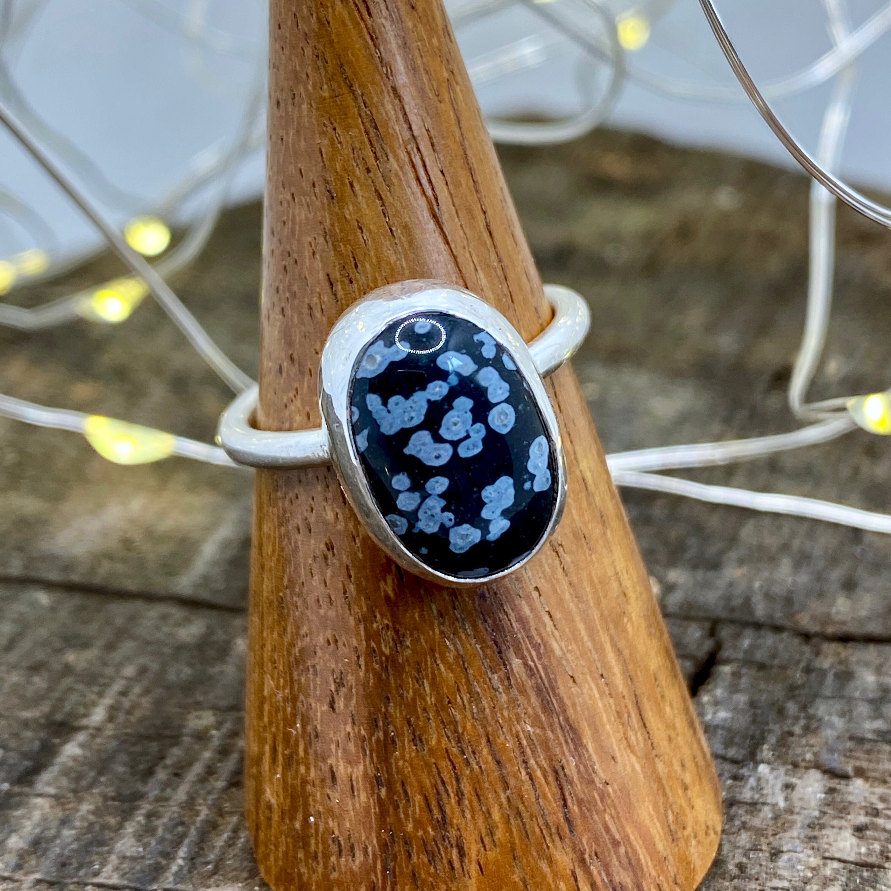 Snowflake Obsidian Ring Handmade Ring / Stackable Ring / 925 - Etsy