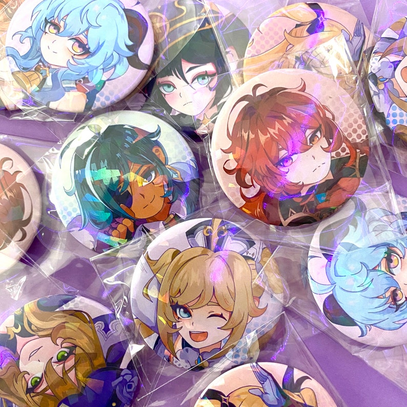 Genshin Impact Pins 44mm Etsy