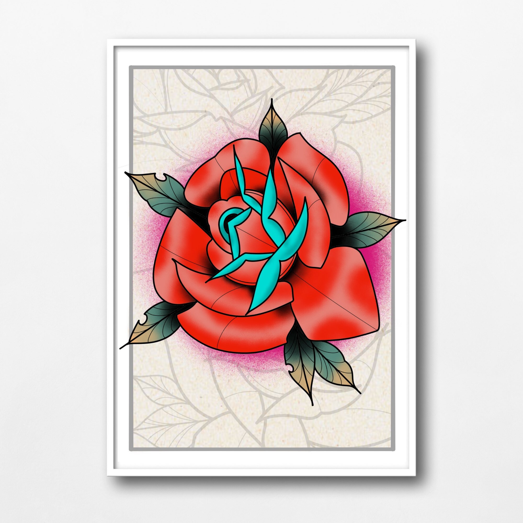 Neo Traditional Rose Tattoo Design