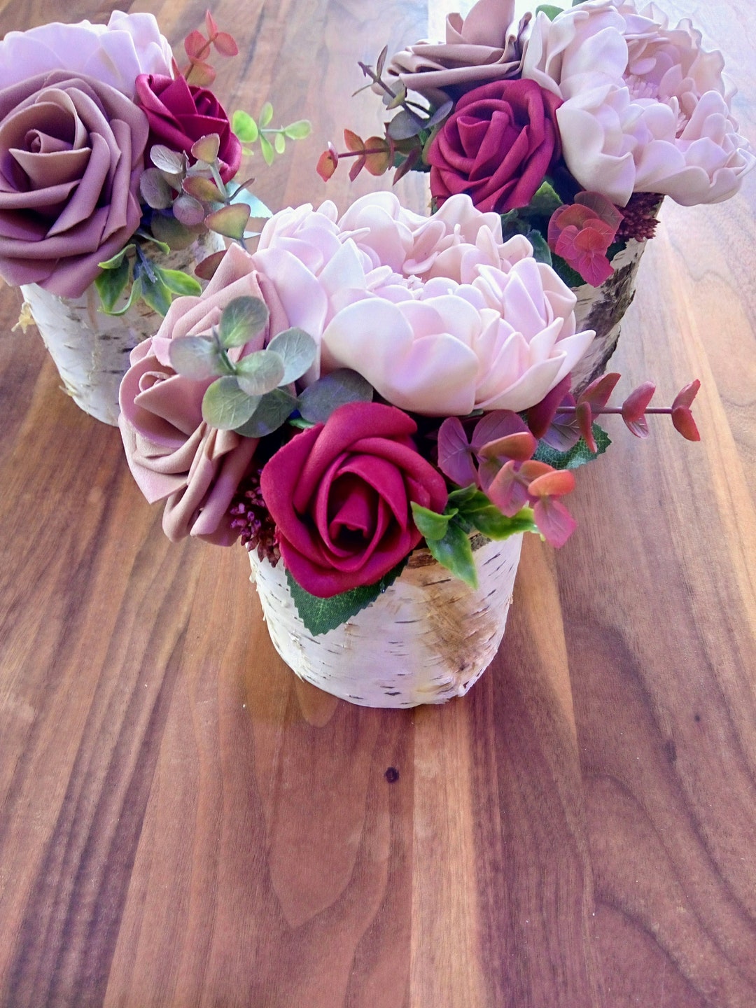 Burgundy Rose Centerpiece Set - Etsy
