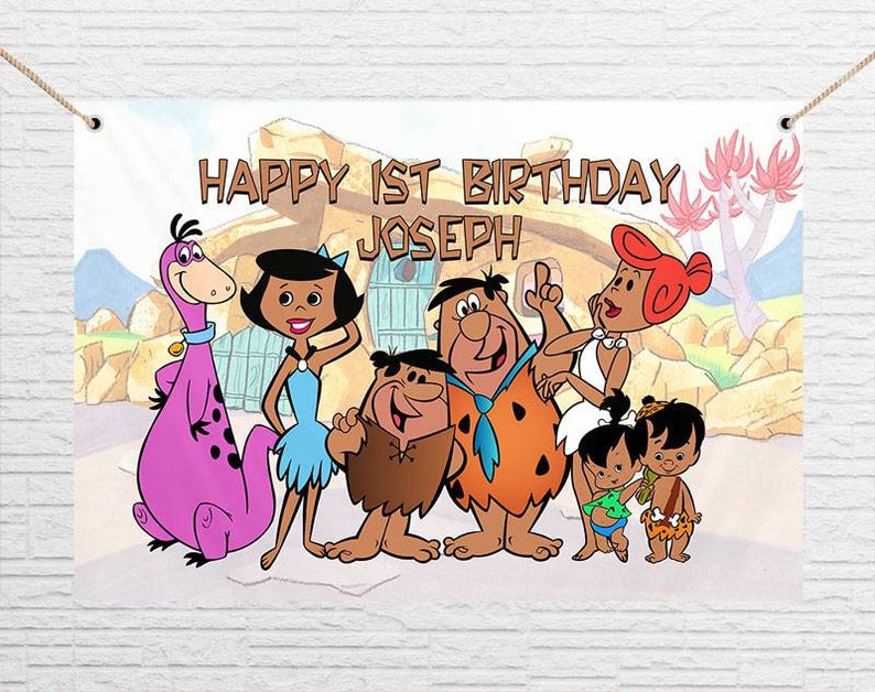 The Flintstones Theme Personalised Background Birthday Backdrop - Etsy