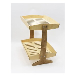 2 Tiered Slanted & Horizontal Display Rack, Wooden Countertop Retail ...