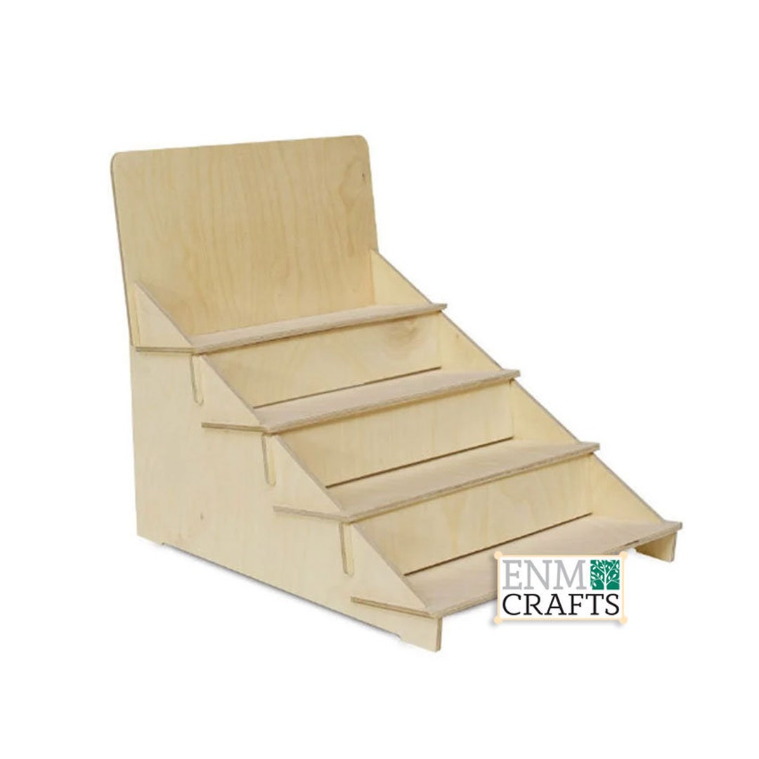 Wooden 4-tier Slanted Angle Countertop Display - Prevents Item Slippage ...