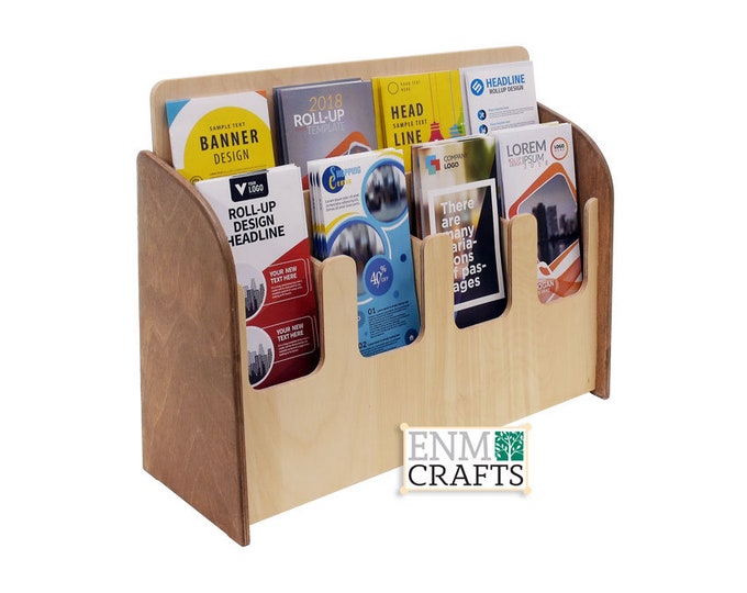 Wooden 2 Tier Tri-fold Brochure Holder 8 Pockets, Brochure Display ...