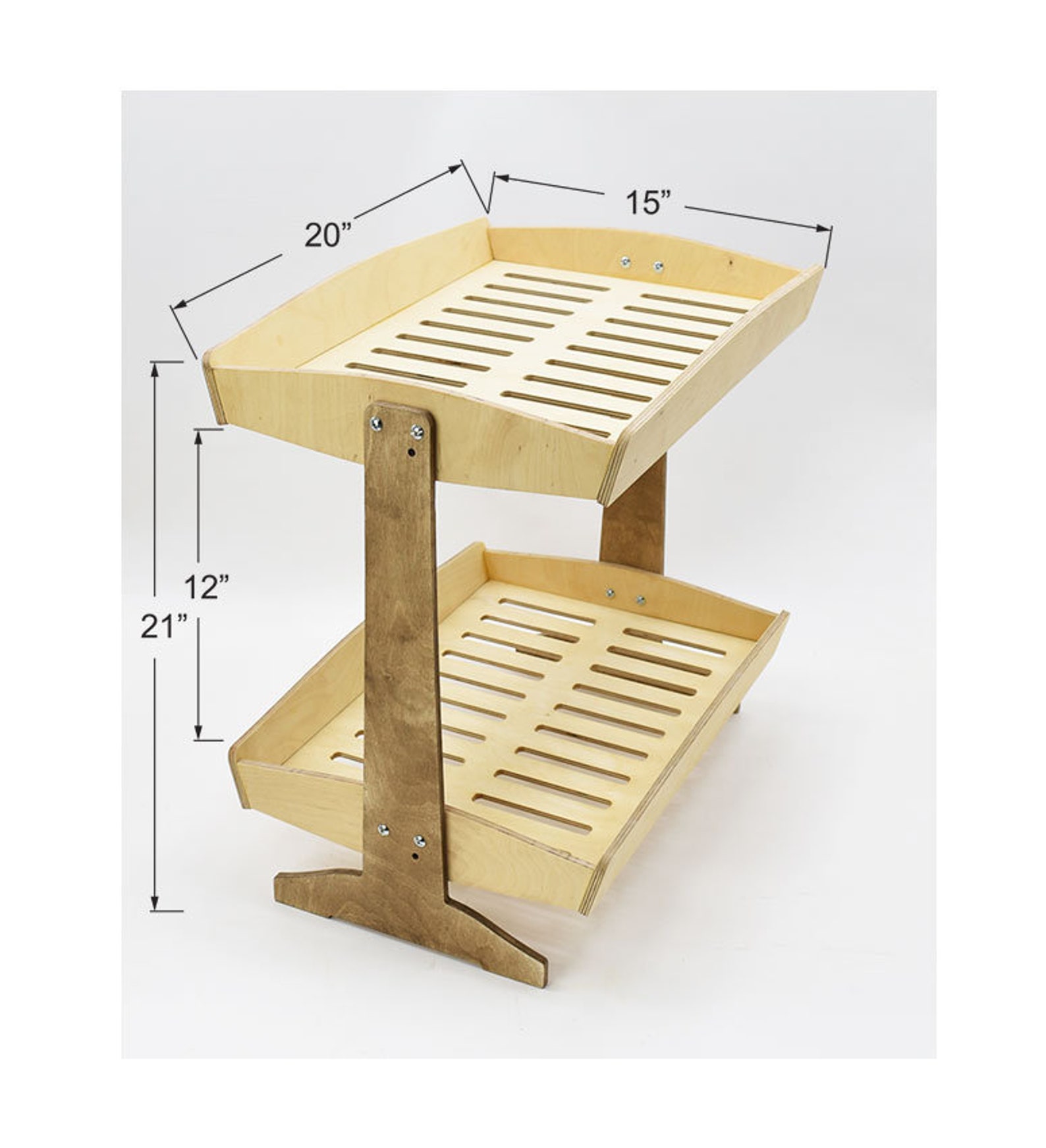 2 Tiered Slanted & Horizontal Display Rack Wooden Countertop - Etsy