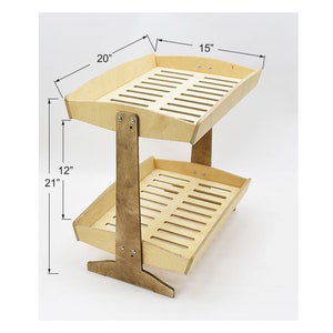 2 Tiered Slanted & Horizontal Display Rack, Wooden Countertop Retail ...