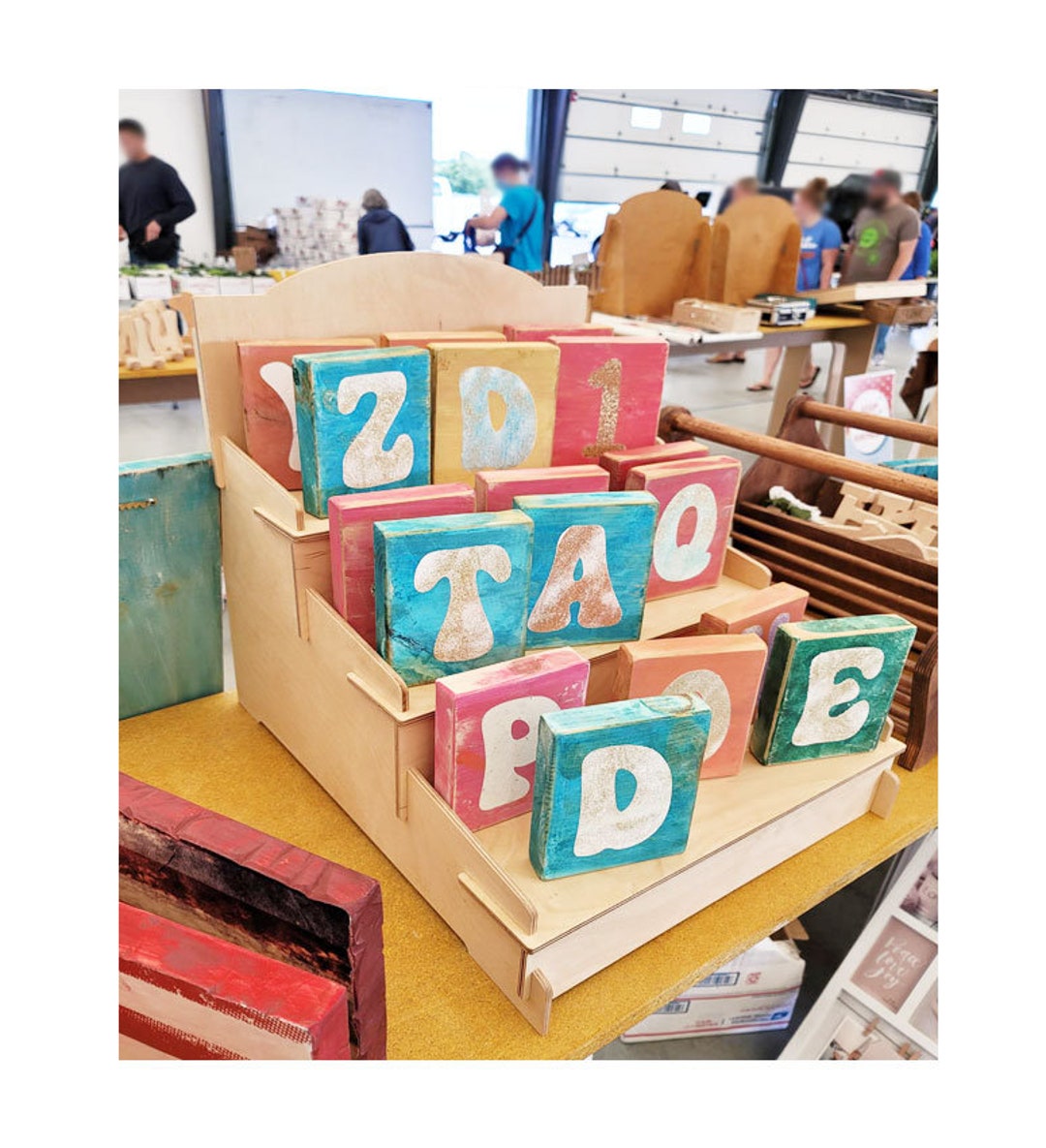 Vendor Display Stand, 3-tier Wooden Countertop Rack, Product Display ...