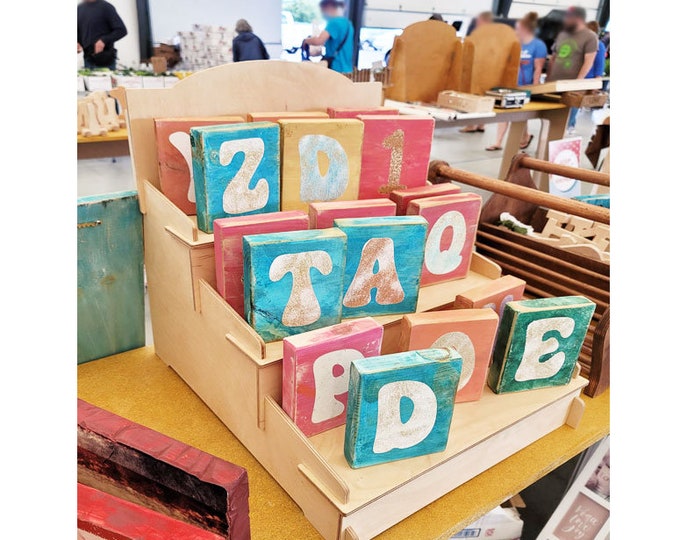 Vendor Display Stand, 3-tier Wooden Countertop Rack, Product Display ...