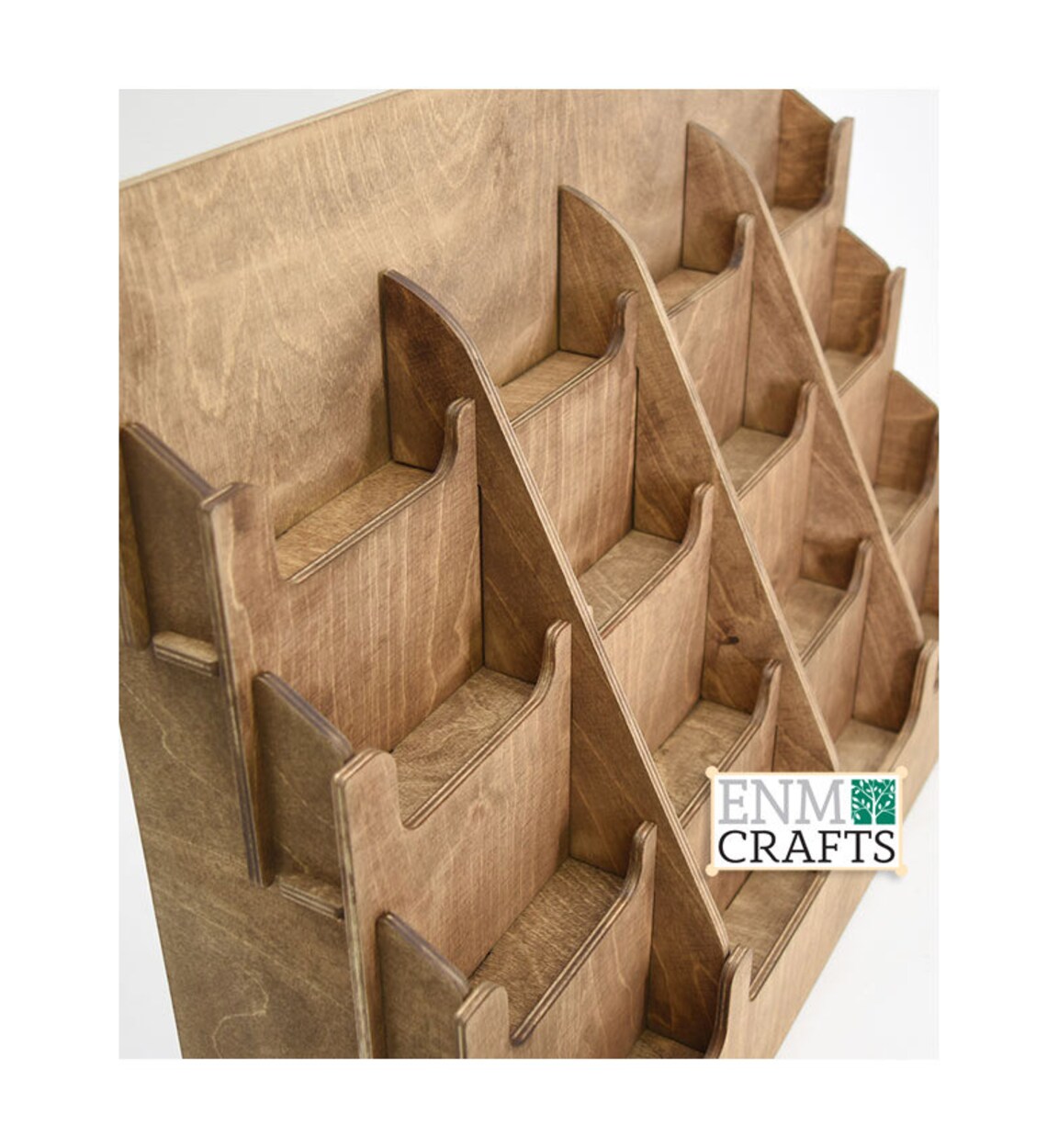 16 Pocket 5" Width, Sticker Display Rack With U Cuts, Wooden Countertop ...