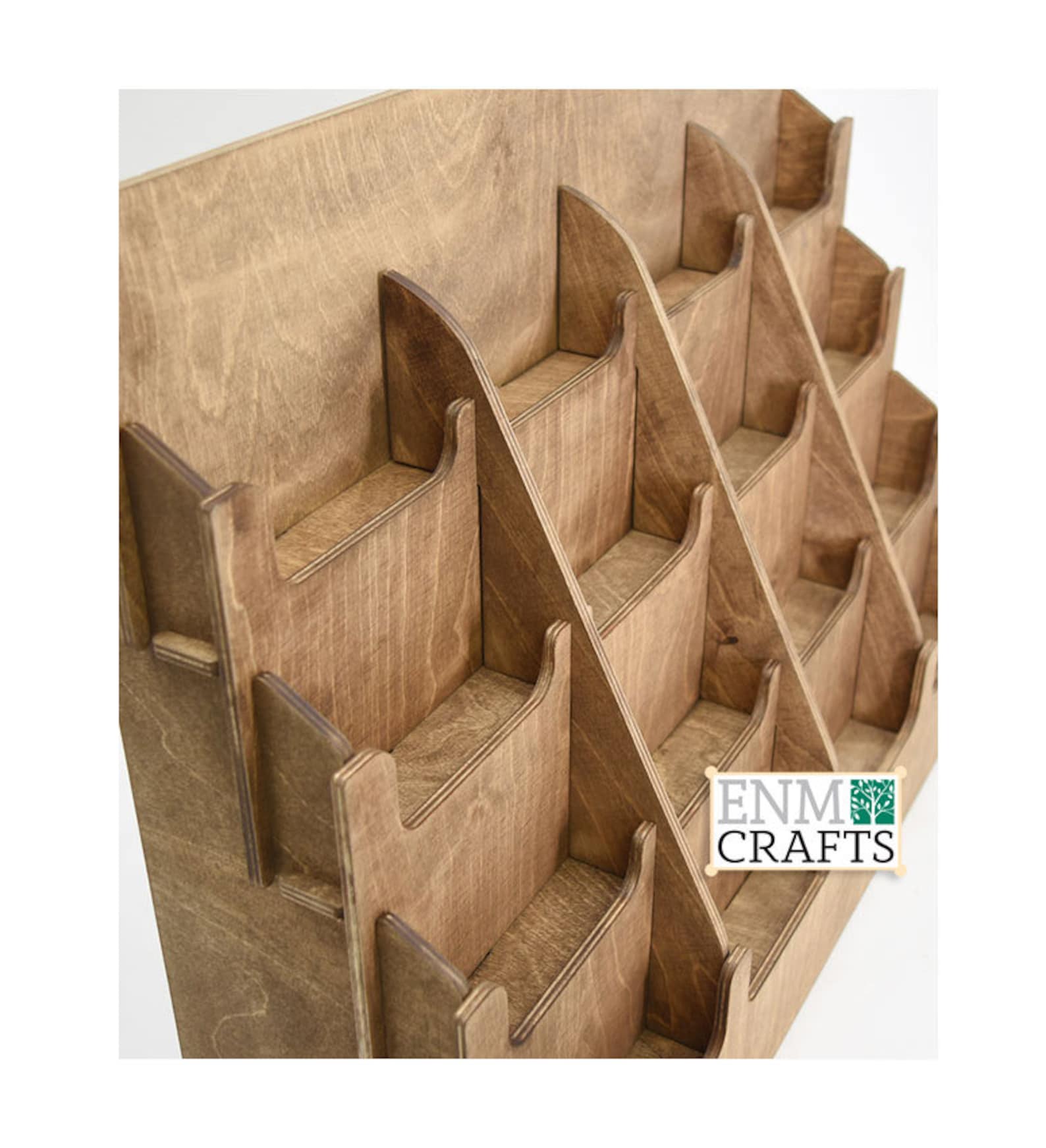 16 Pocket 5" Width, Sticker Display Rack With U Cuts, Wooden Countertop ...
