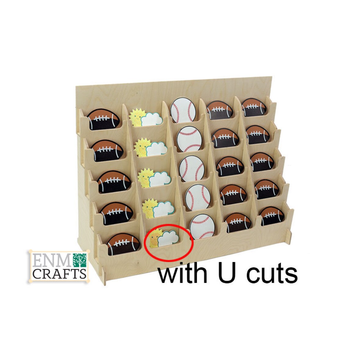 25 Pocket 5" Width 5 Tier, Sticker Display Rack With U Cuts, Wooden ...