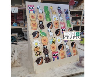 8 Pocket 5 Width Sticker Display Rack With U Cuts, Wooden Countertop ...