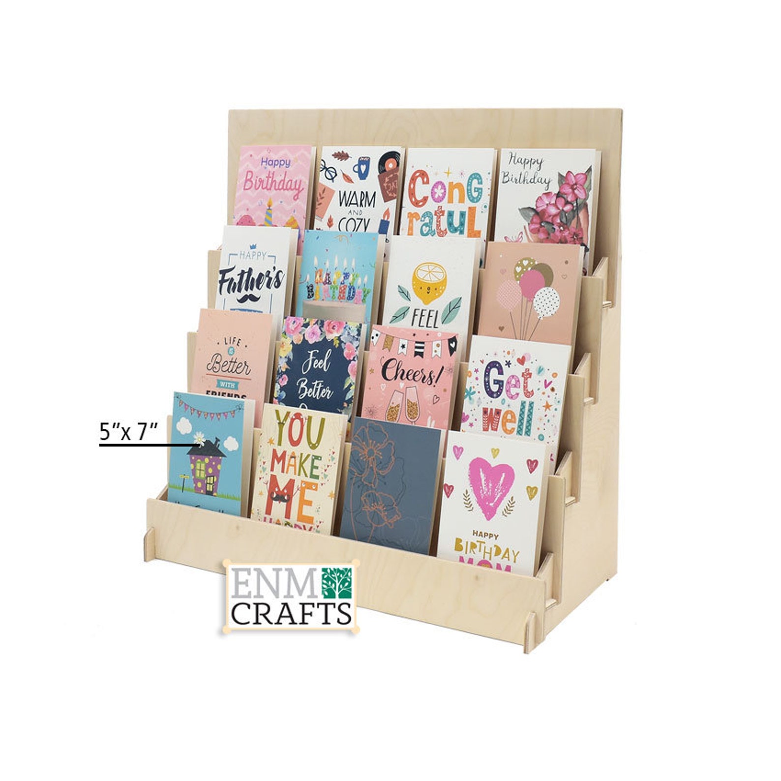 4 Tiered Greeting Card Display, 4 Cards Across 5" X 7", Countertop 4 ...