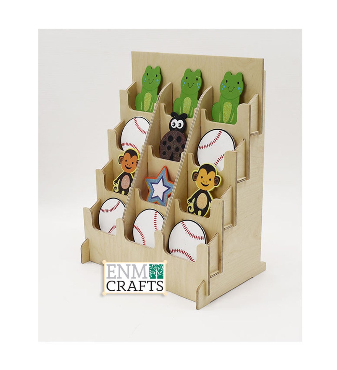 12 Pocket 5" Width Sticker Display Rack With U Cuts, Wooden Countertop ...