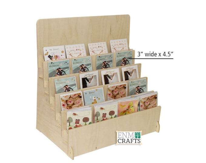 Greeting Card Rack Countertop Wooden Display Stand - No Tool Assembly ...