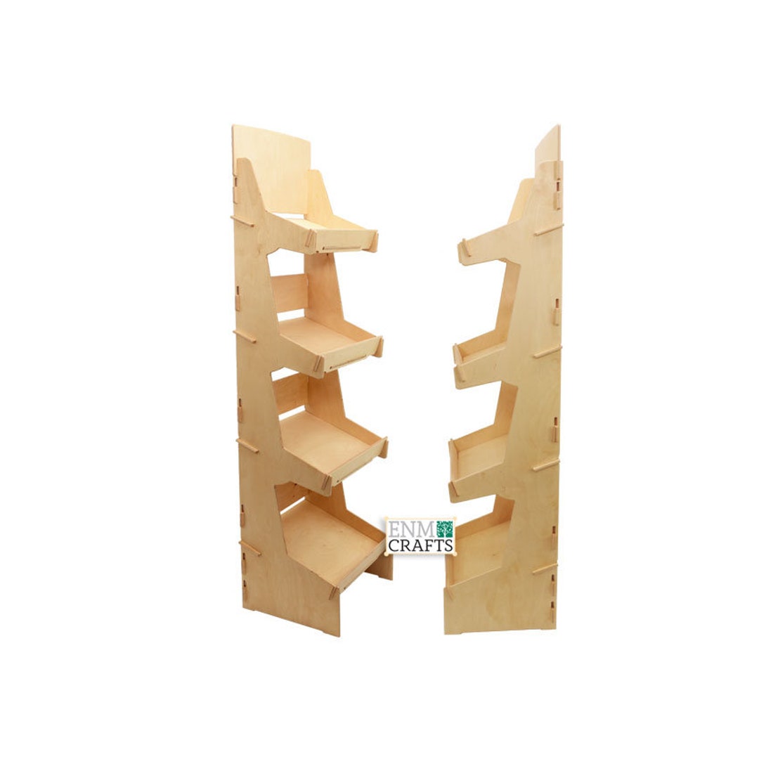 Slanted Retail Display Rack, 4 Tier Floor Display Rack, Collapsible ...