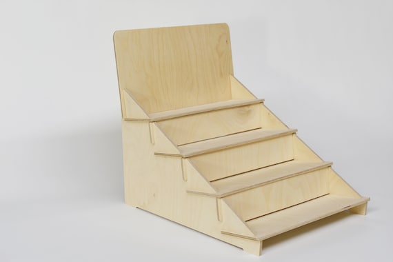 Wooden 4-Tier Slanted Angle Countertop Display Prevents Item | Etsy