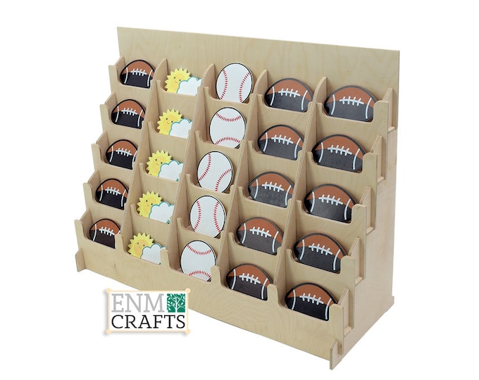 25 Pocket 5" Width 5 Tier, Sticker Display Rack With U Cuts, Wooden ...