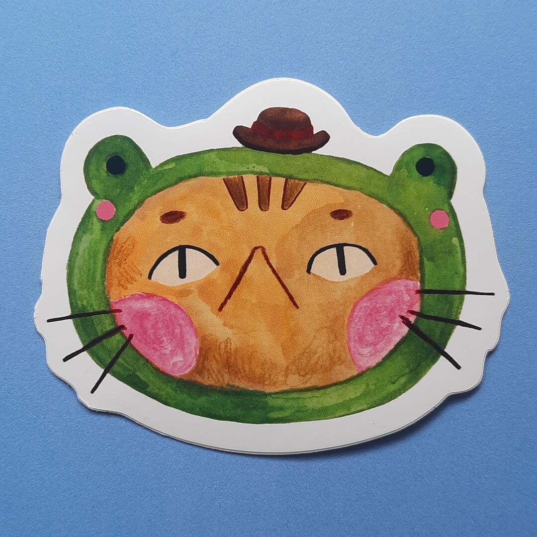 Cute Cat Frog Costume Vinyl Sticker Scrapbooking, Bullet Journal ...