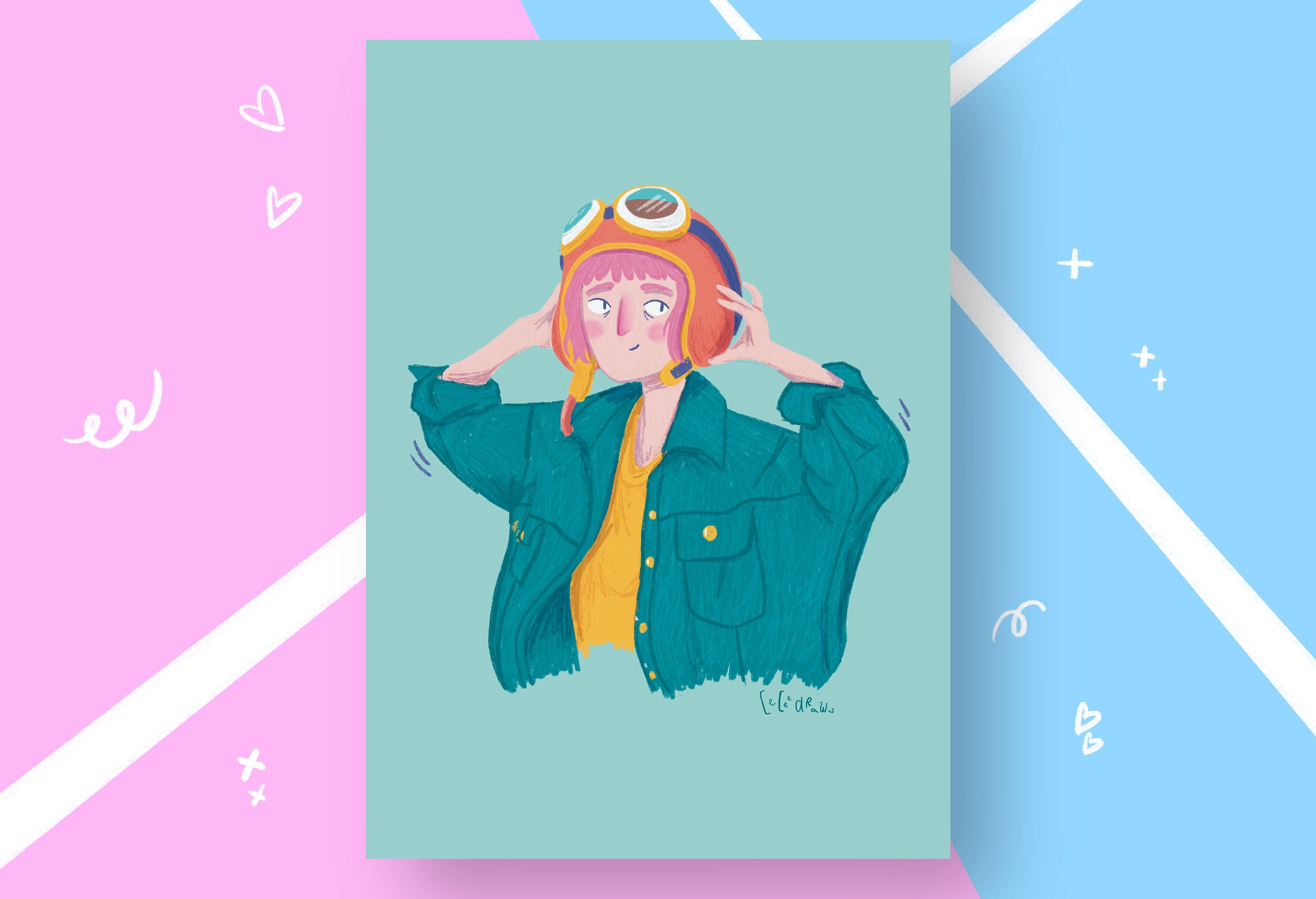 Cute Biker Girl A5 Cute Illustration, Digital Art Print - Etsy