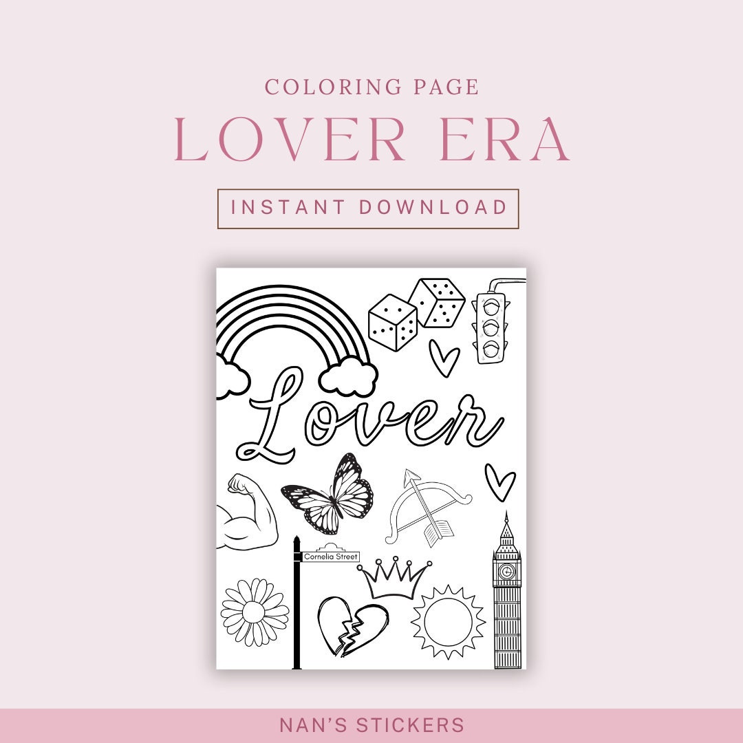 Lover Era Coloring Sheet for Swifties - Etsy