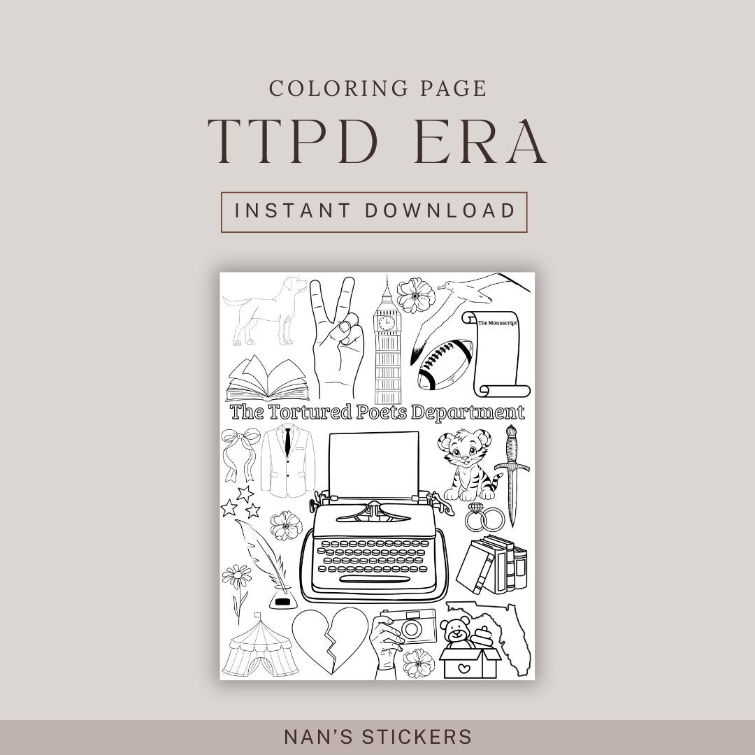 TTPD Era Coloring Sheet for Swifties - Etsy