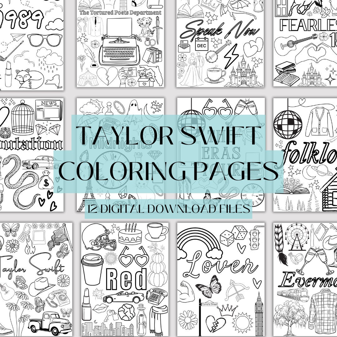Swiftie Eras Coloring Sheet Bundle of 12 Digital Download - Etsy New ...