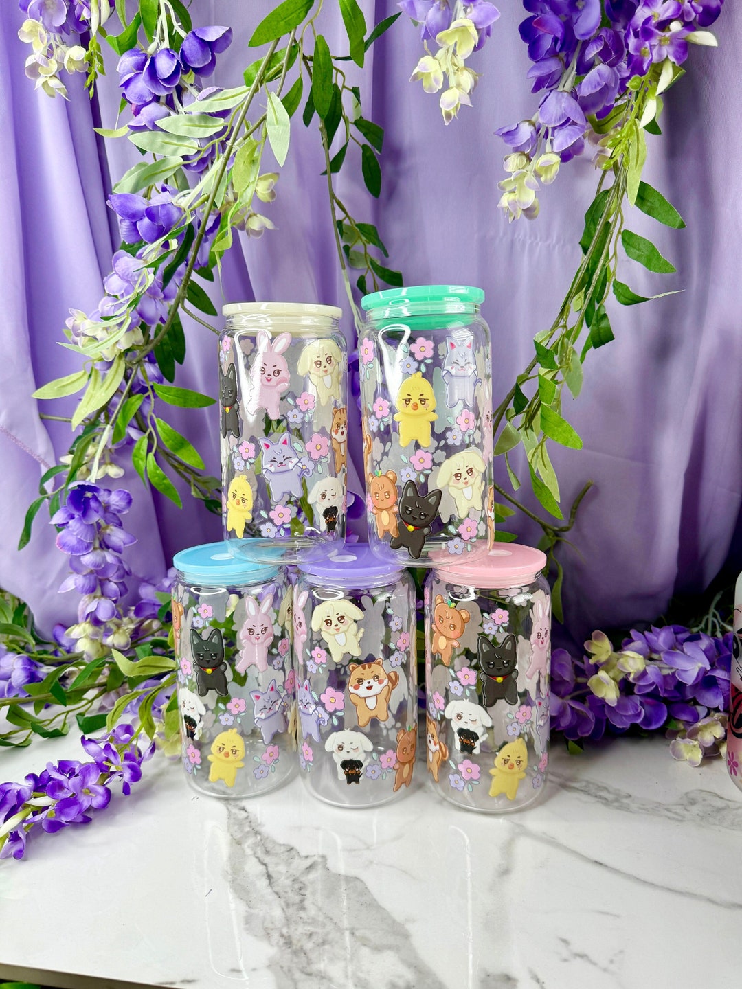 Aniteez Glass Tumbler: Kpop Ateez Animals Iced Coffee Cup - Etsy