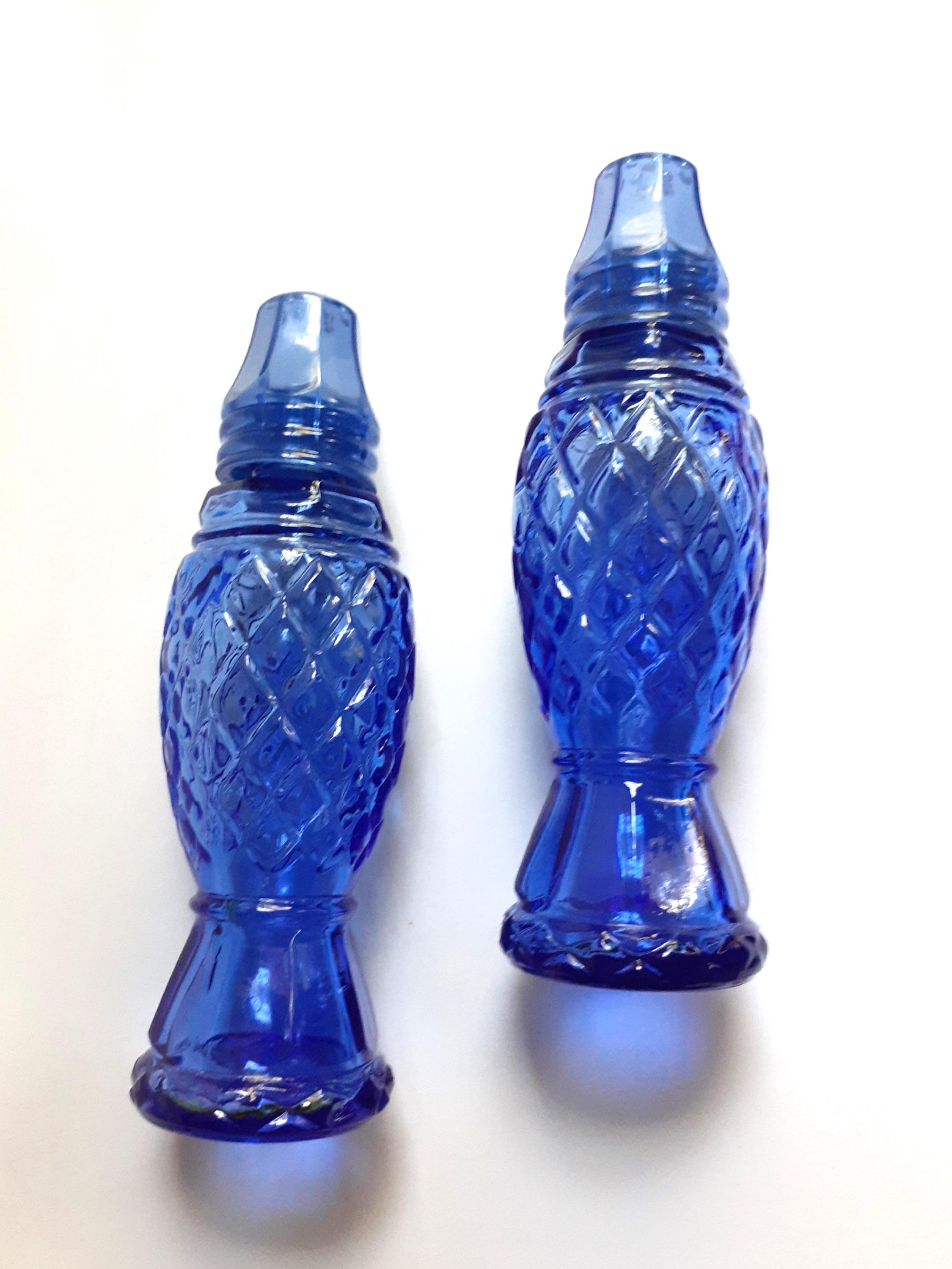 Avon Cobalt Blue Vintage Salt and Pepper Shakers. Glass With Plastic ...