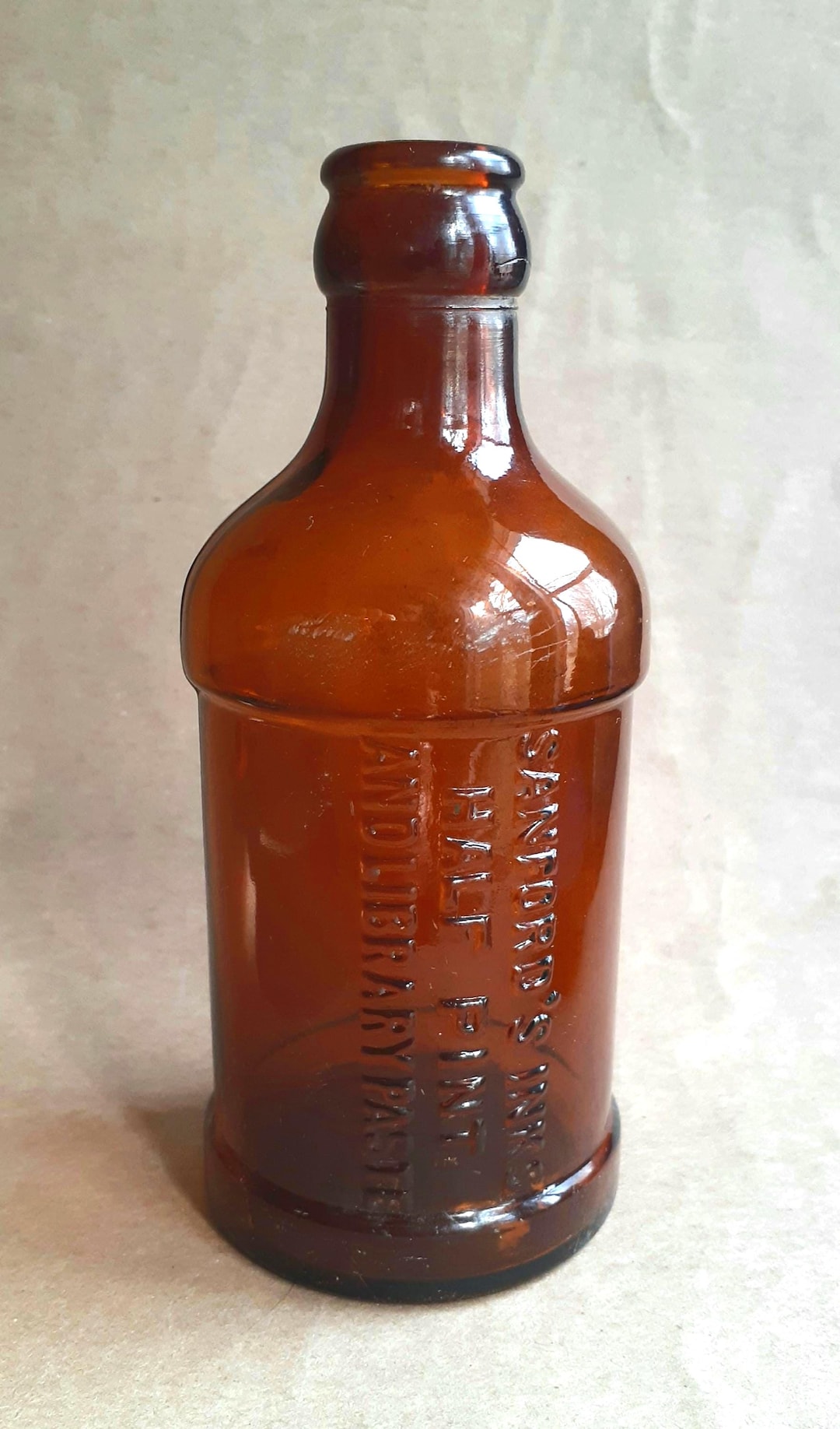 Antique Sanford's Inks and Library Paste: One Half Pint Amber Bottle - Etsy