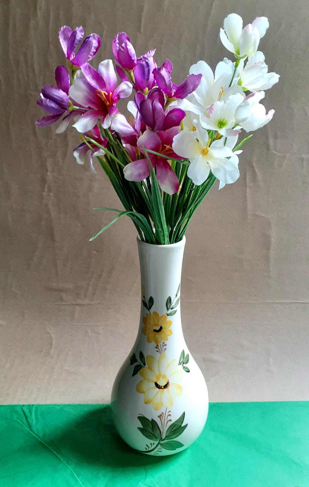 FTD Vase, off White, Hand-painted in Yellow Flowers, Made in Portugal ...