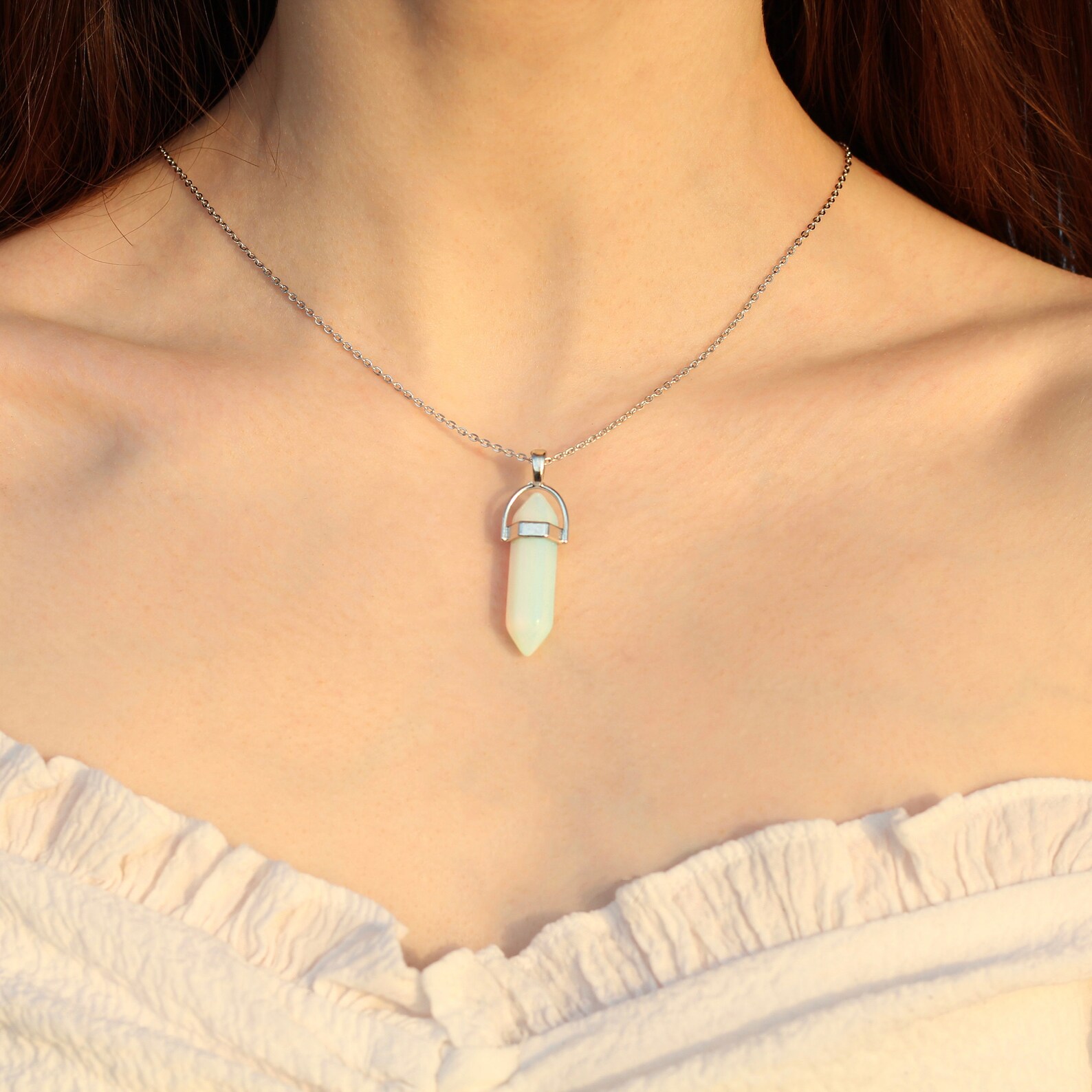 Hexagon Crystal Point Necklace: Natural Gemstone Pendant - Etsy