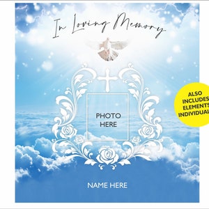 Blue in Loving Memory Background PNG, Memorial Template, Cloudy Heaven ...