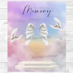 Pink and Purple in Loving Memory PNG, Pedestal in Heaven, Angel Wings ...