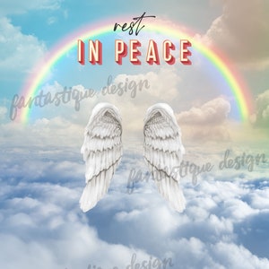 Rest in Peace Design, Rainbow in Loving Memory PNG, Blue Sky Memorial ...