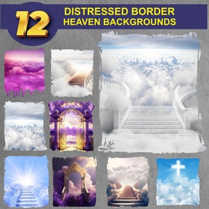 Heaven Background PNG Bundle, 12 Distressed Irregular Grunge Border ...