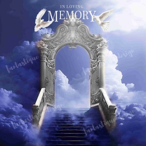 In Loving Memory PNG, Silver Memorial Design, Blue Stairs to Heaven ...