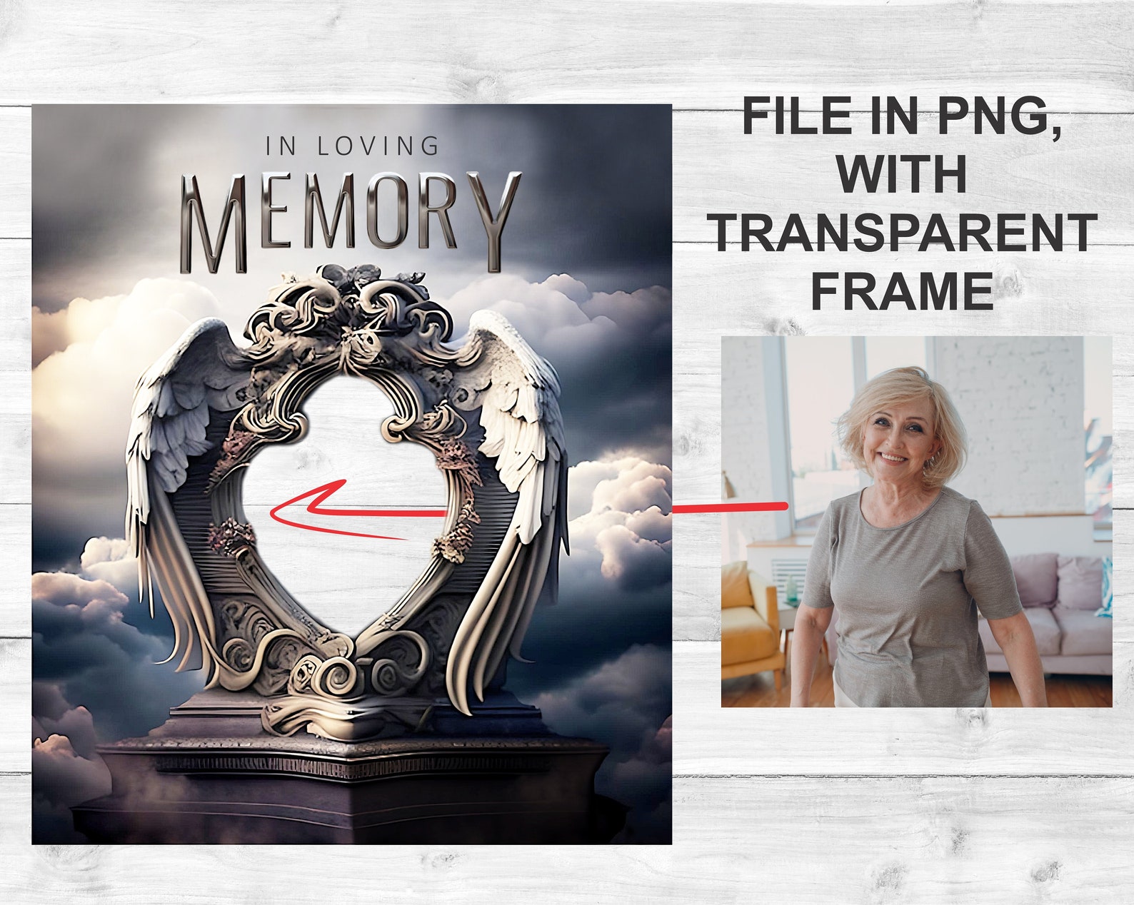 In Loving Memory PNG, Photo Template Memorial PNG, Transparent Frame to ...