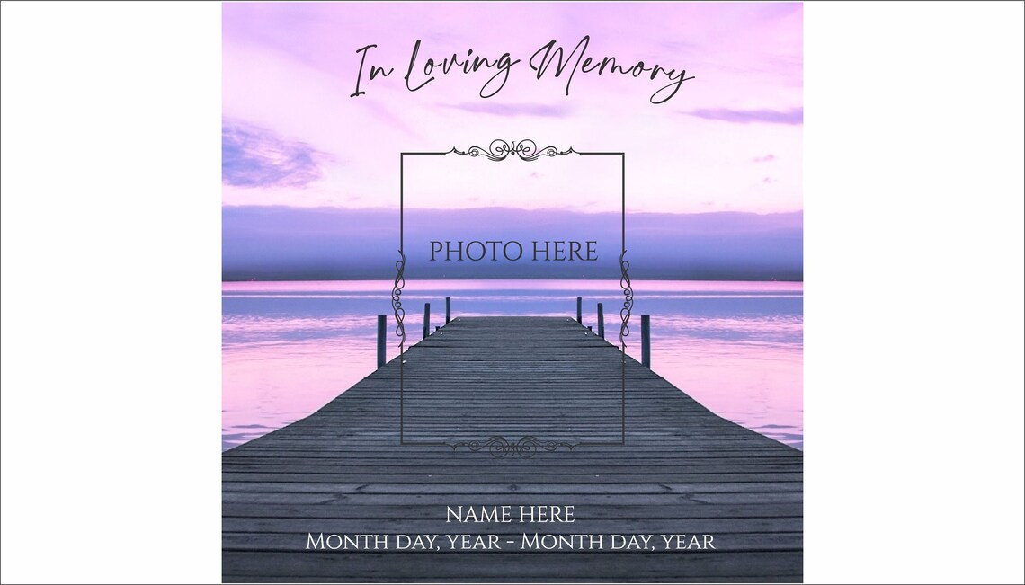 Purple Background Memorial Frame Template in Loving Memory - Etsy