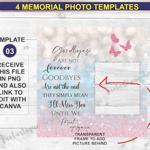 In Loving Memory PNG, Memorial Templates Bundle of 4 PNG and 4 Editable ...