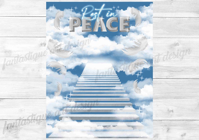In Loving Memory PNG BLUE Sky Stairs to Heaven Template - Etsy