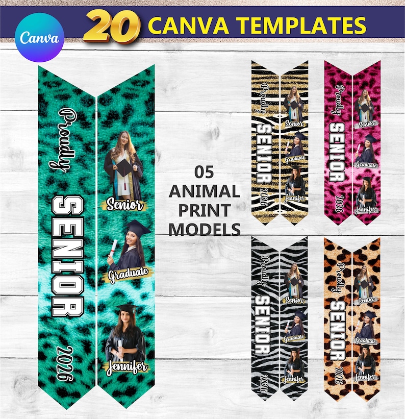 Graduation Stole Canva Editable Template Bundle, Set of 20 PREMIUM ...